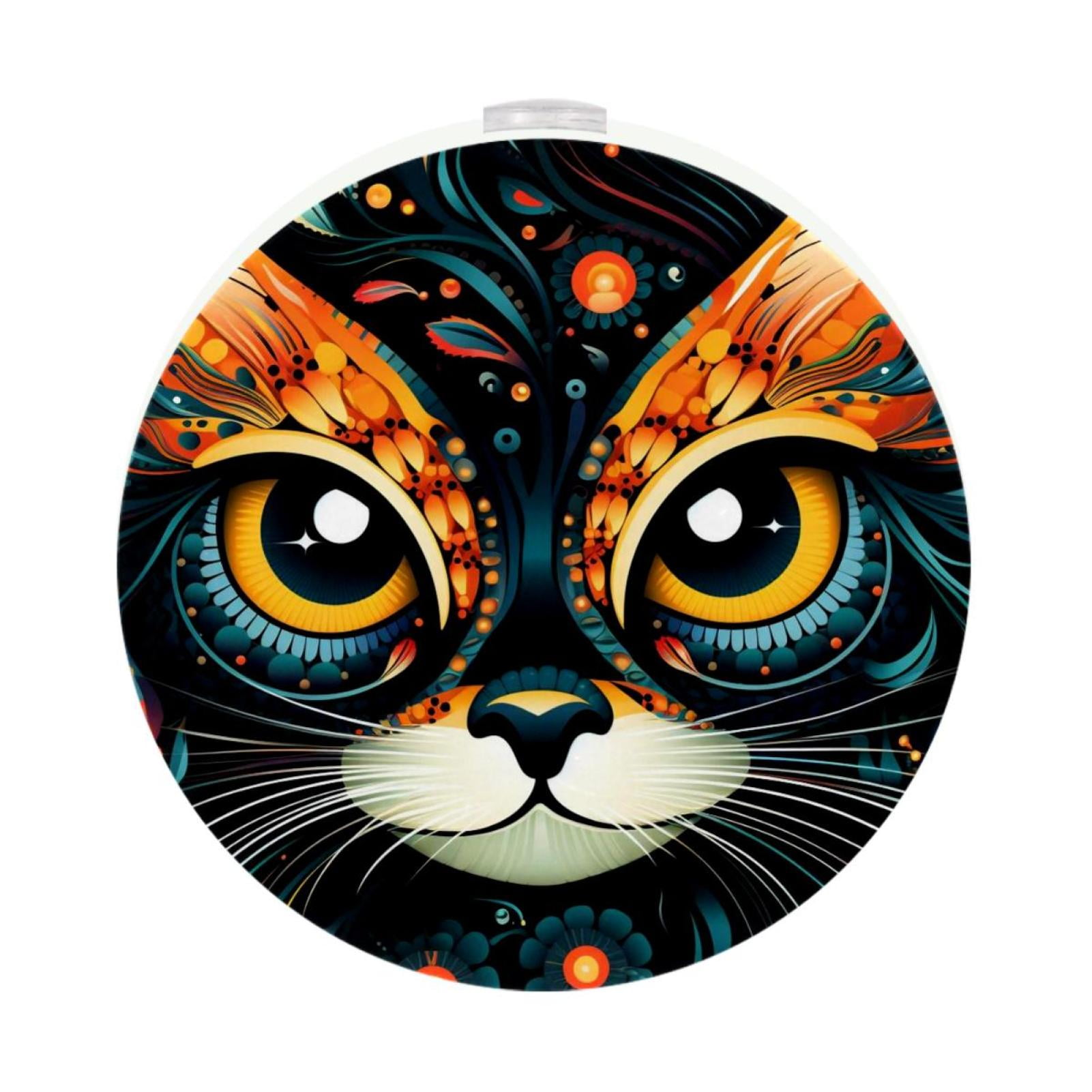 Cat LED Round Night Light-2PCS, Plug-in Dusk to Dawn Sensor Wall Light ...