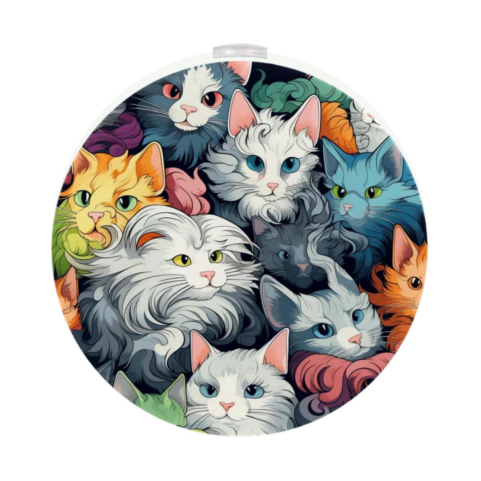 Cat LED Round Night Light-2PCS Ultra Bright Candle Battery Powered for ...