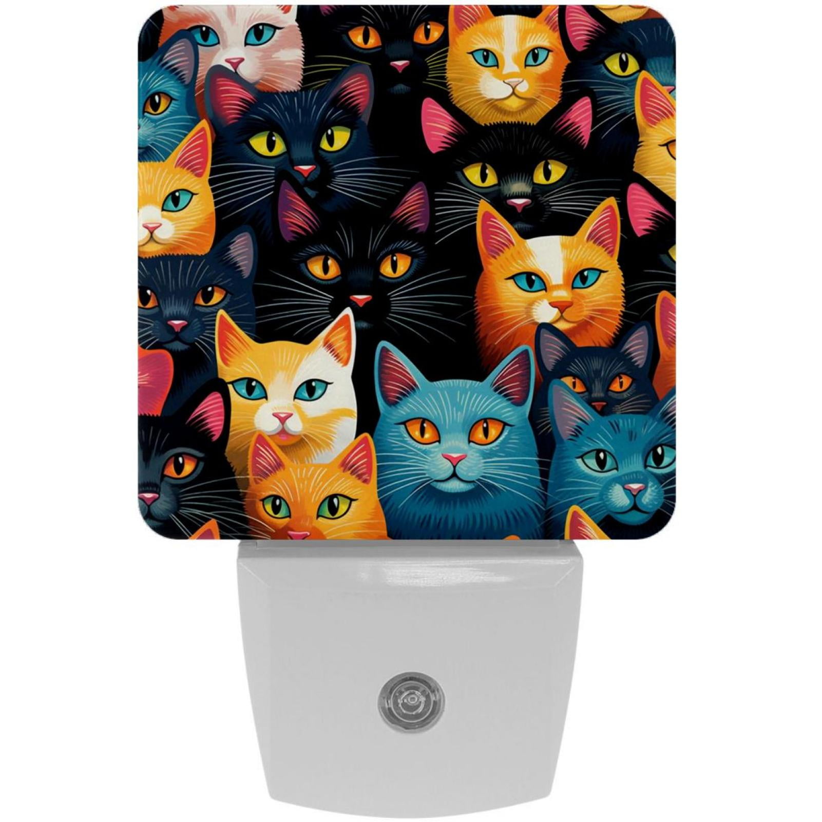 Cat LED Square Night Lights - Energy Efficient Plug-in Wall Lamp with ...