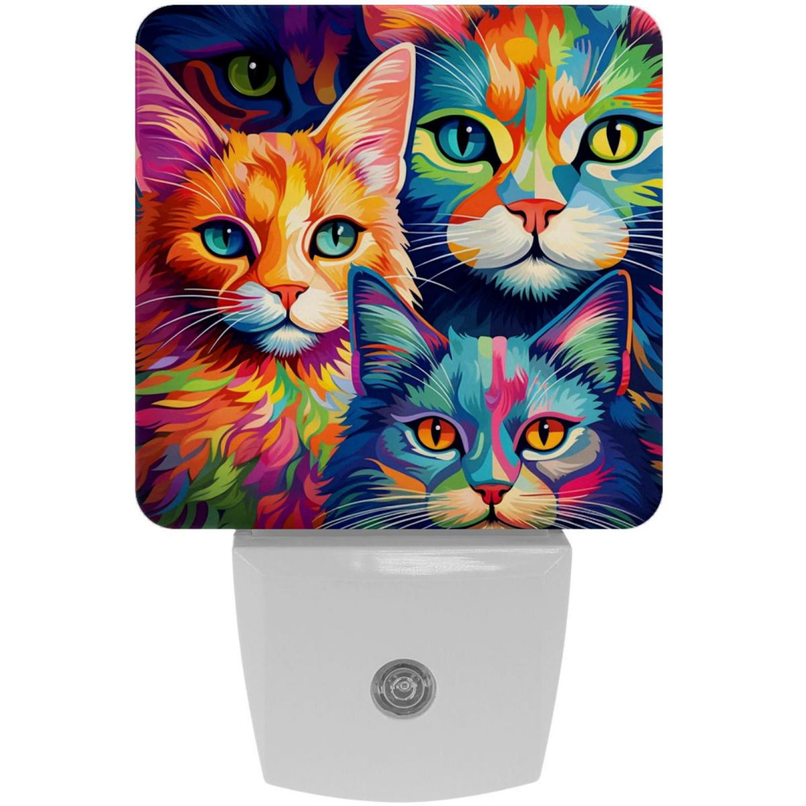Cat LED Square Night Lights - Portable and Stylish for Bedroom and Kids ...