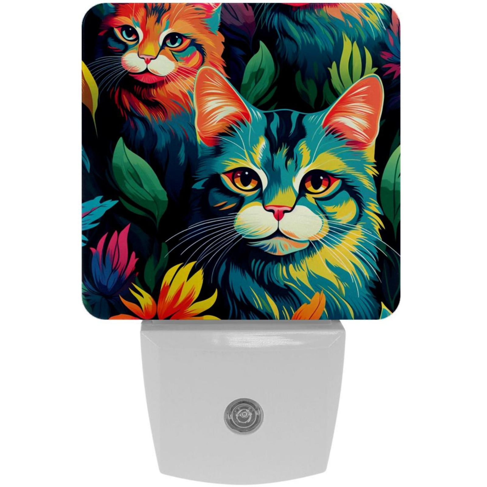 Cat LED Square Night Lights for Bedroom and Living Room, Decorative ...