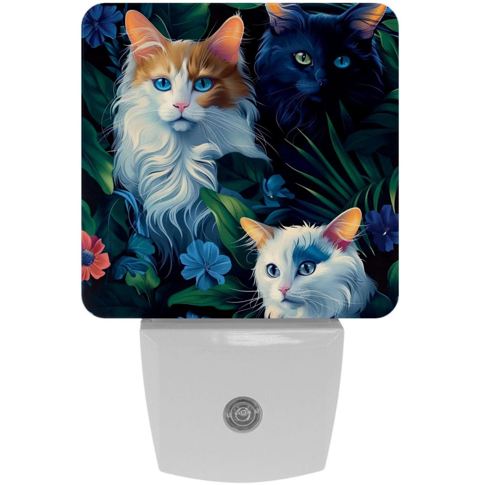 Cat LED Square Night Lights for Bedroom and Living Room, Decorative ...