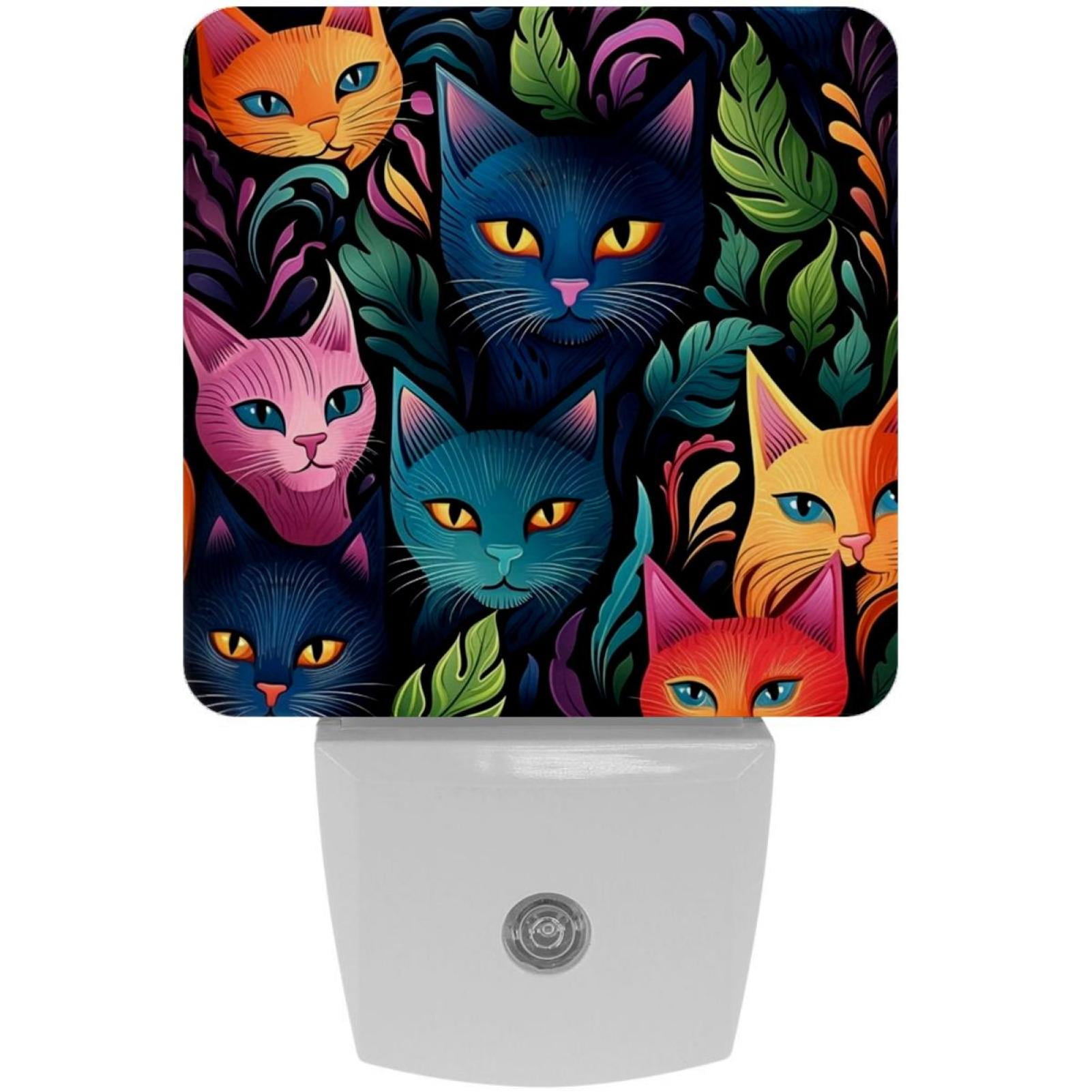 Cat LED Square Night Lights for Bedroom and Living Room, Decorative ...