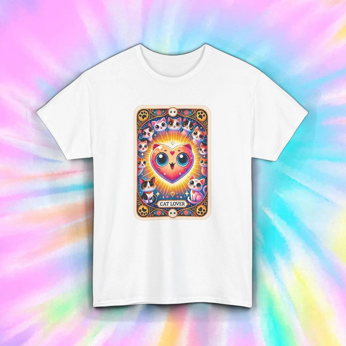 Cat LOverer Shirt Cute Kawaii Heart Eyes Kitten Tarot Graphic - Walmart.com