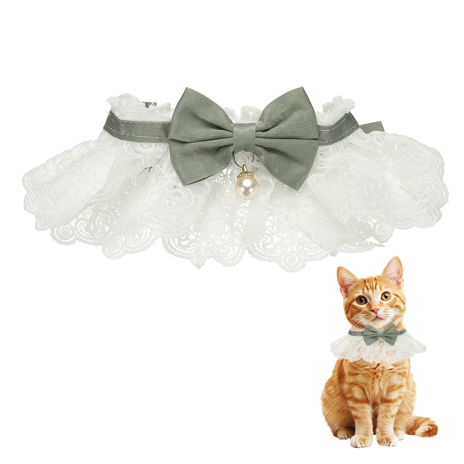 Cat Lace Pet Collar, Cute Cat Collar Dog Bibs Pet Bowtie Lace Ruffle ...