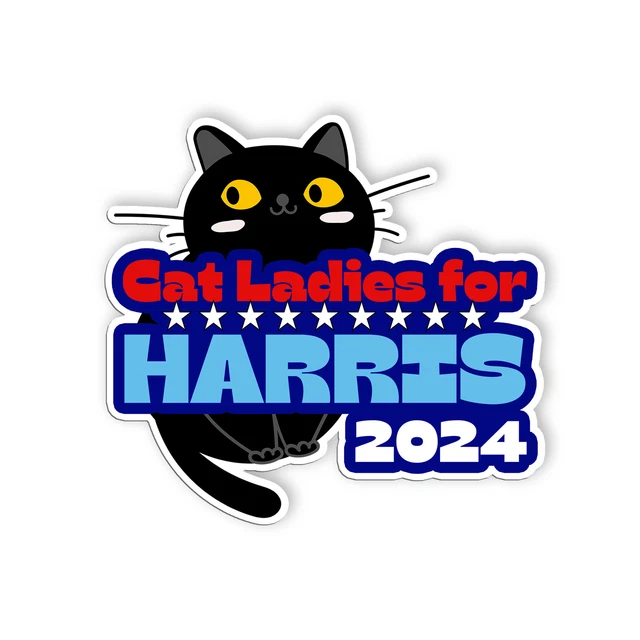 Cat Ladies For Harris 2024 Madam President Stickers Phone Decal Water ...