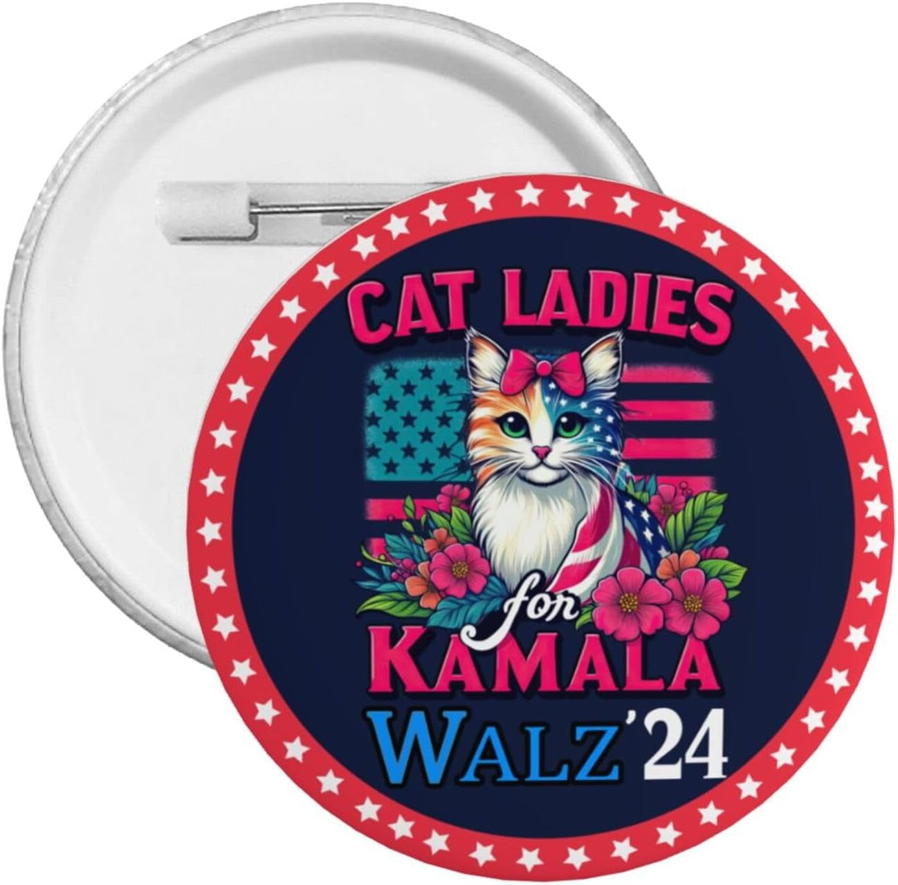 Cat Ladies Harris Waltz 2024 Button Pin 1pc Harris Walz 2024 Button Pin ...