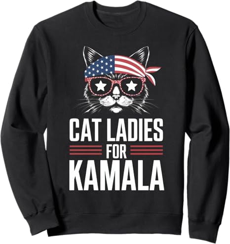 Cat Ladies for Kamala Funny Cat 2024 President Kamala-Harris Sweatshirt ...