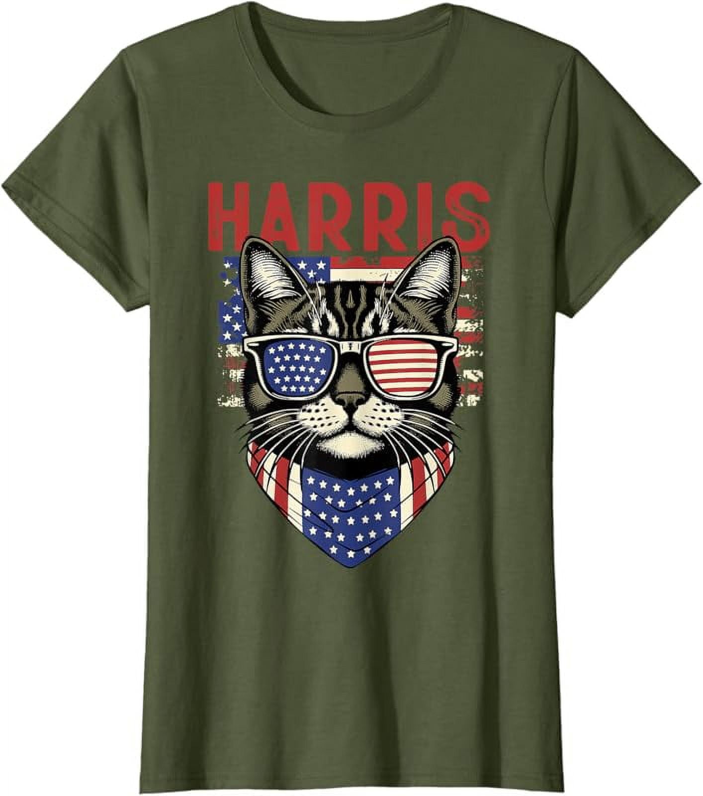 Cat Ladies for Kamala Funny Cat 2024 President Kamala-Harris T-Shirt ...
