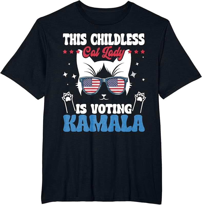Cat Ladies for Kamala Funny Cat 2024 President Kamala-Harris T-Shirt ...