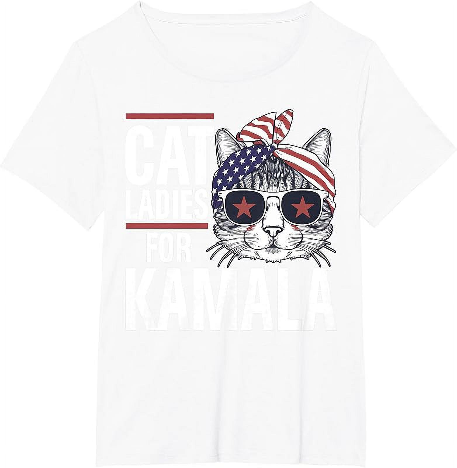 Cat Ladies for Kamala Funny Cat 2024 President Kamala-Harris T-Shirt ...