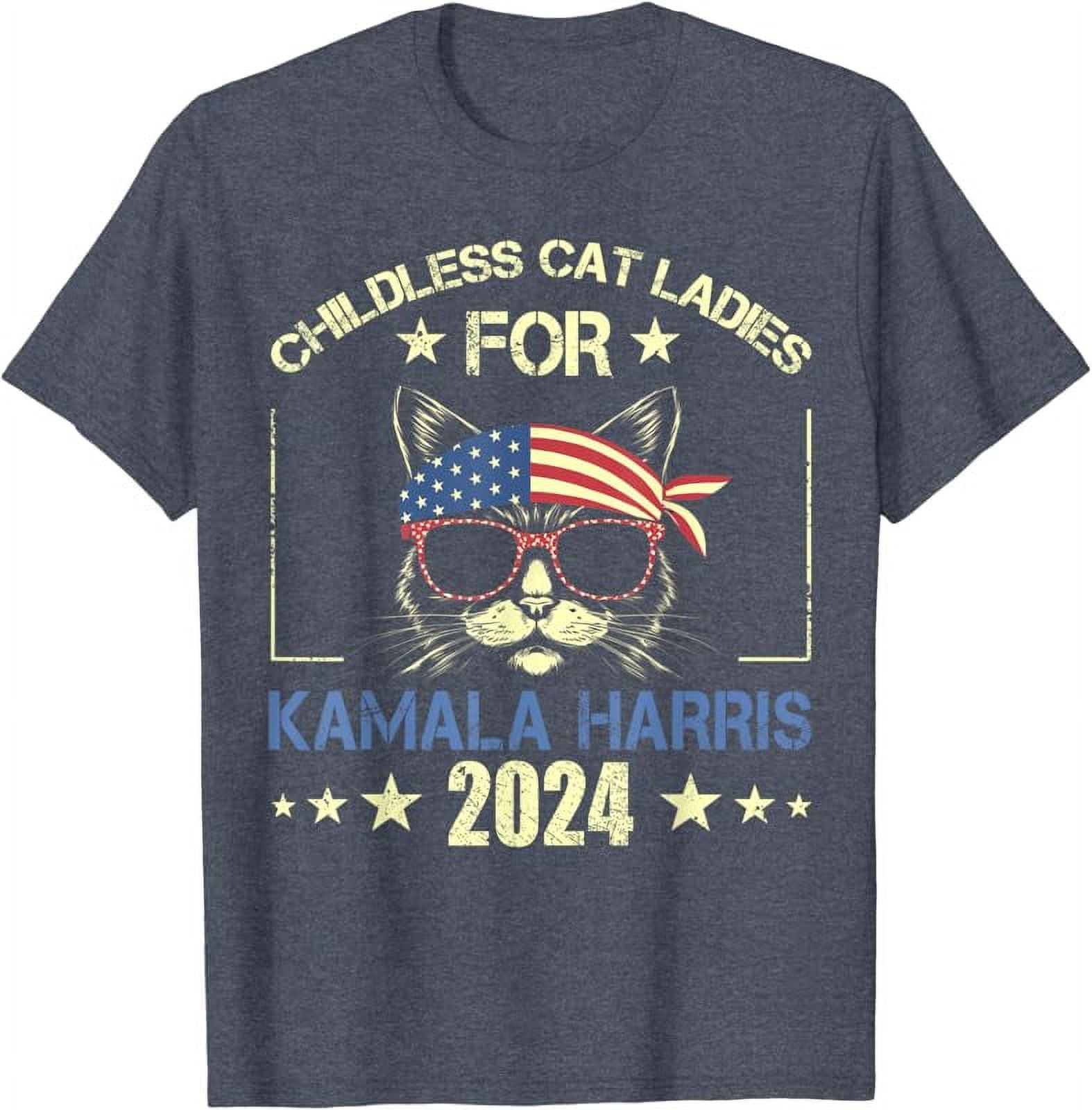 Cat Ladies for Kamala Funny Cat 2024 President Kamala-Harris T-Shirt ...