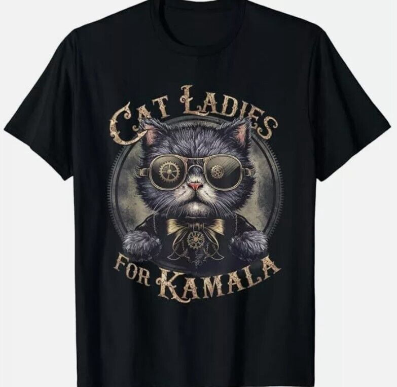 Cat Ladies for Kamala Funny Cat 2024 President Kamala-Harris Unisex T ...