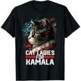 Cat Ladies For Kamala Funny Cat 2024 President Kamala Harris Unisex T