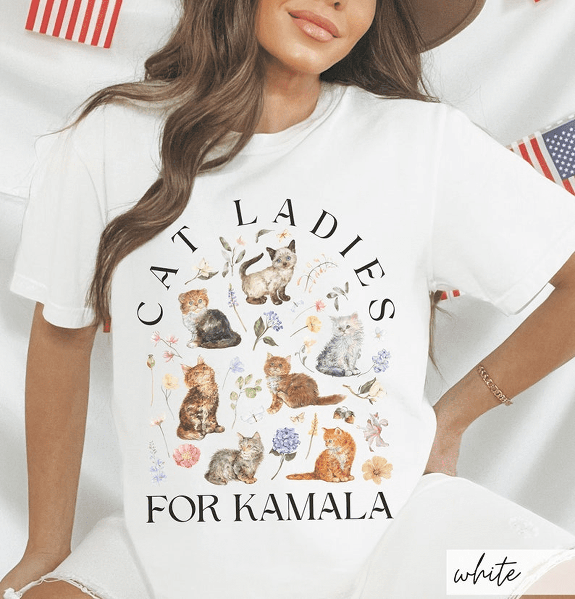 Cat Ladies for Kamala Shirt Cottagecore Kittens Kamala Harris Voting ...