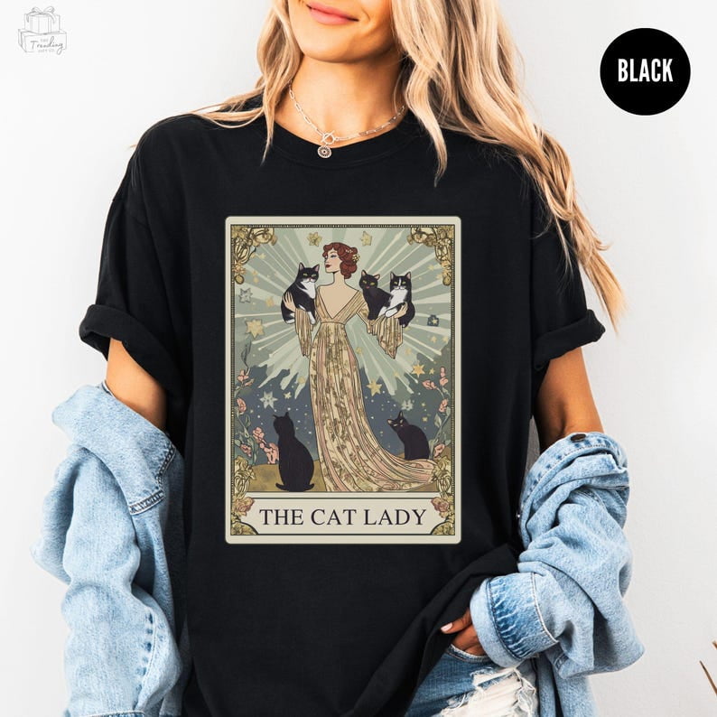 Cat Lady Tarot Card Shirt, Cat Lover Tshirt, Witchy Cat Lady Tee, Cat ...