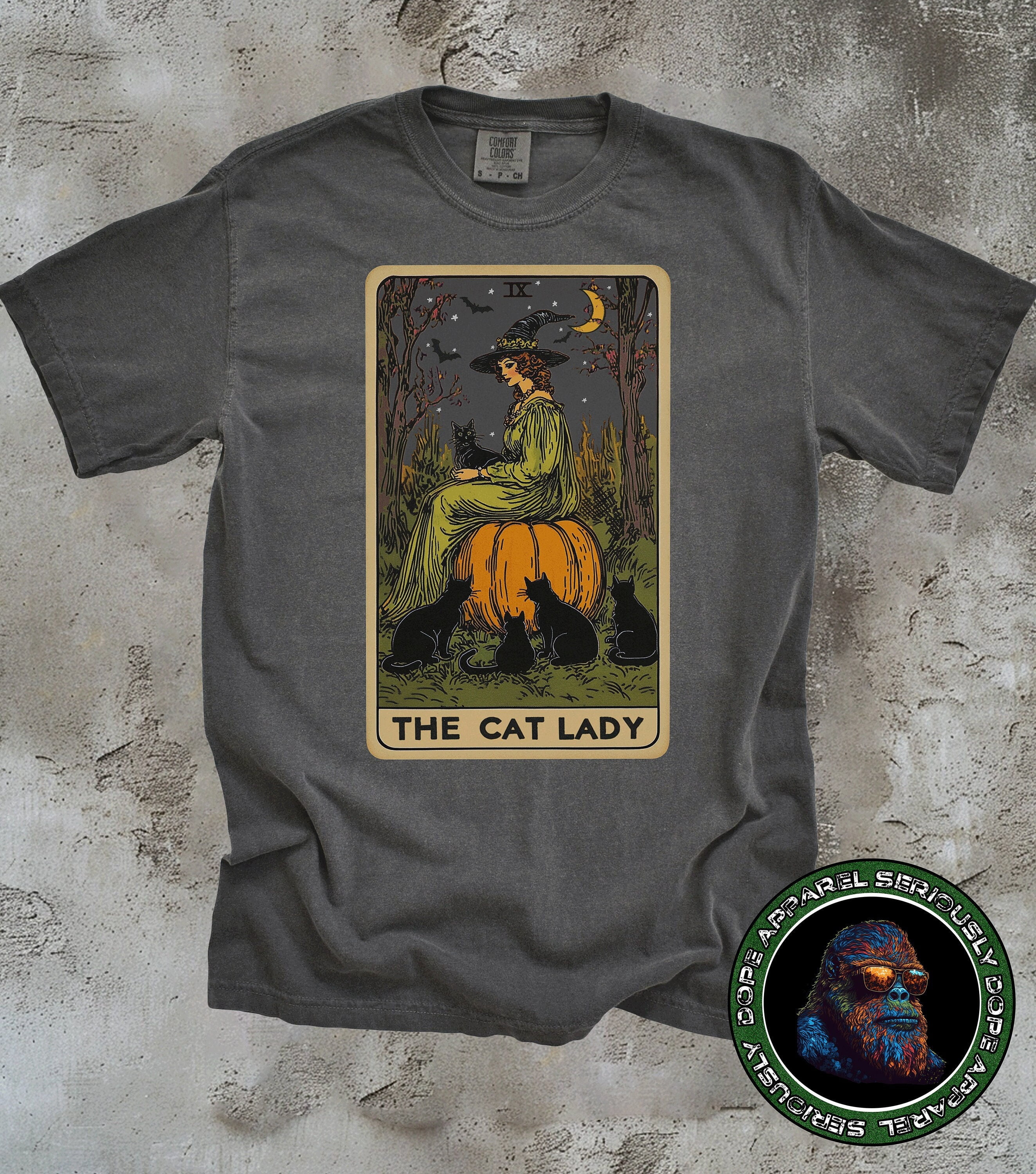 Cat Lady Tarot Shirt – Halloween Witch Spooky Vintage Occult Tee ...