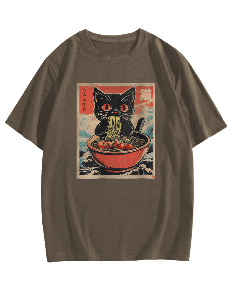 Cat Lamian Noodles Cotton casual T-shirt - Walmart.com