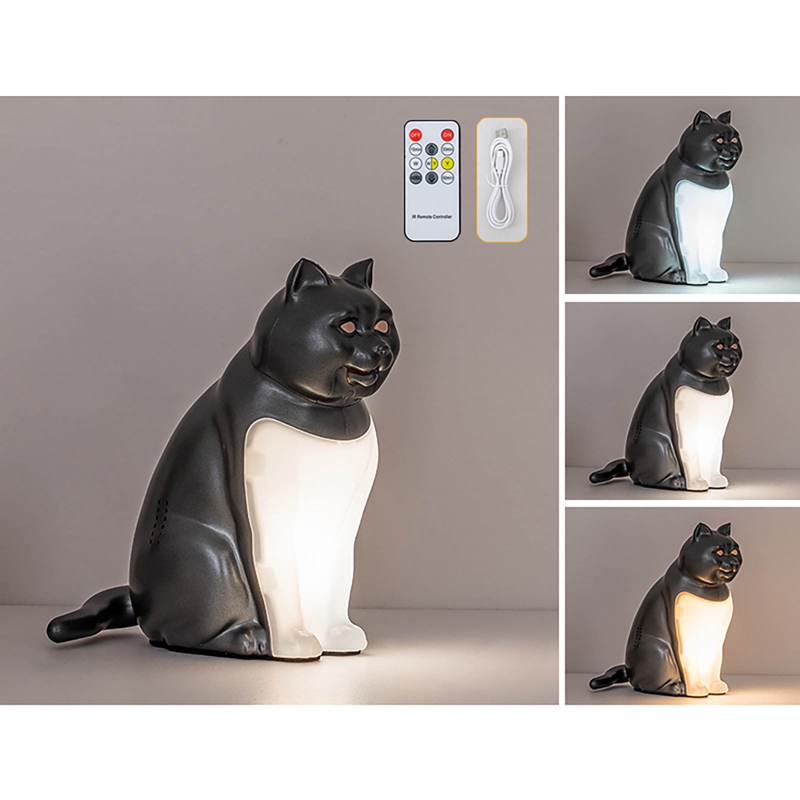 Cat Lamp 1 Set Bedside Table Lamp with USB Charging Ports Soft Night ...