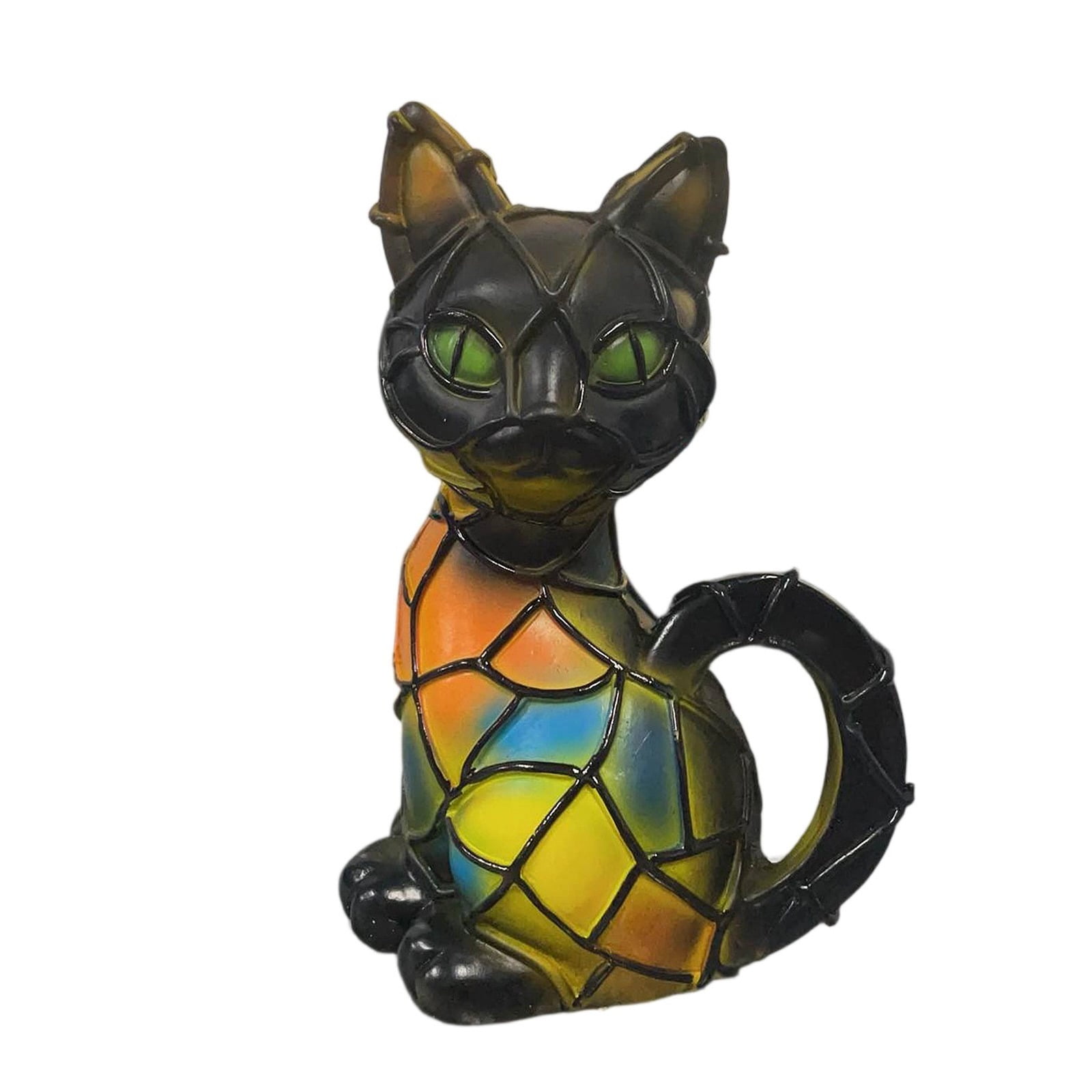 Cat Lamp, Cats Series Art Night Light, Retro Stained Resin Tabletop ...