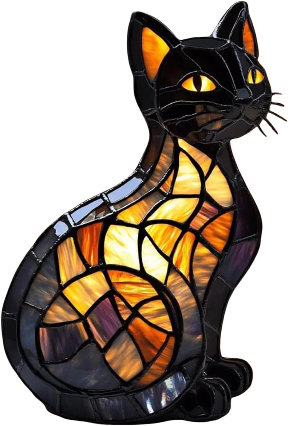 Cat Lamp Retro Cats Stained Resin Tabletop Night Light Table Lamps ...