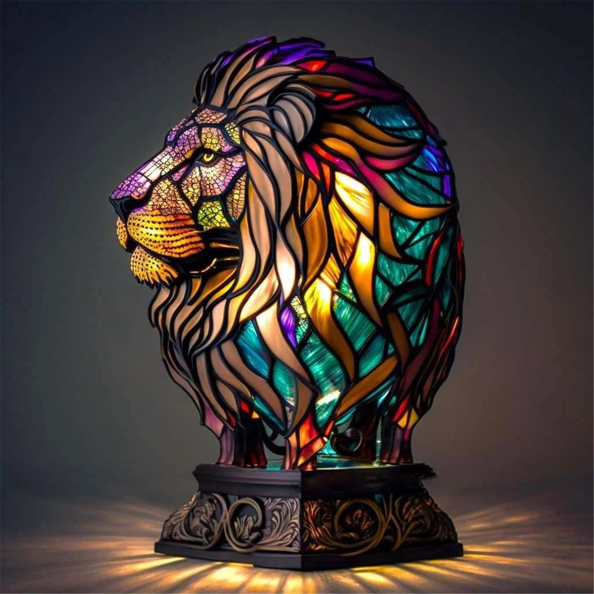 Cat Lamp Stained Glass–Vintage Artistic LED Warm Night Light ...