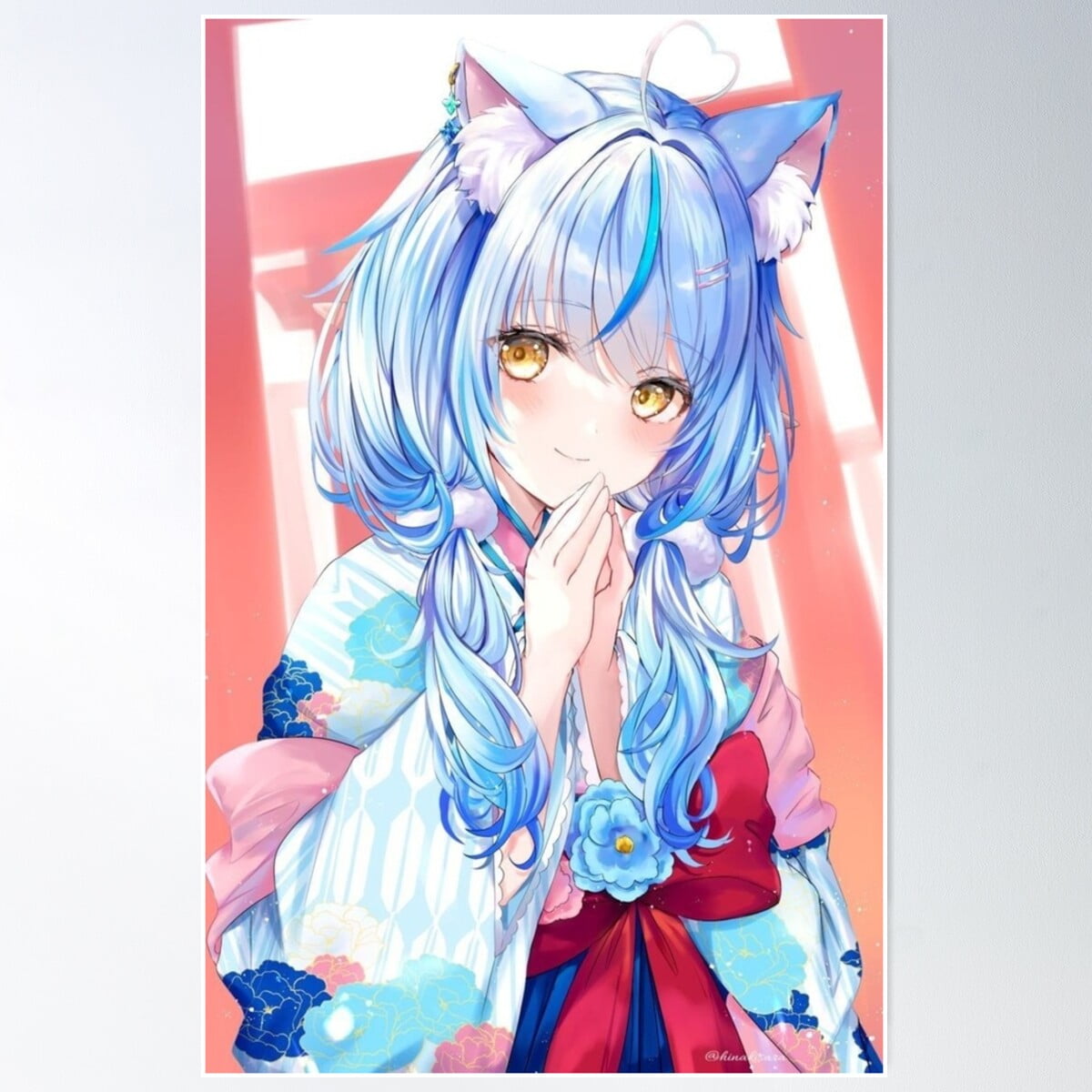 Cat Lamy In Kimono || Anime Girl Poster Wall Art, Modern Wall Decor For ...