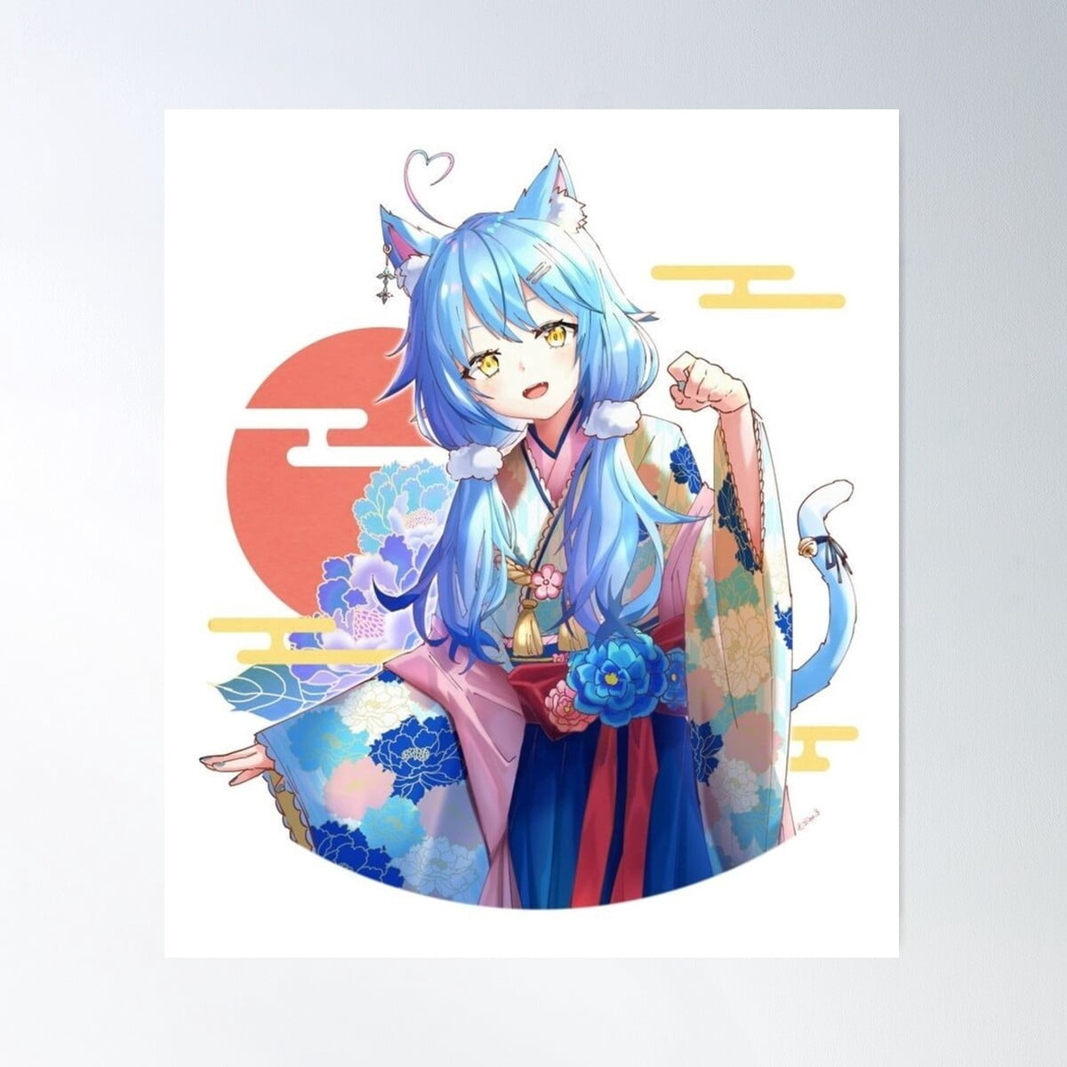 Cat Lamy In Kimono Poster Wall Art, Modern Wall Decor For Living Room ...