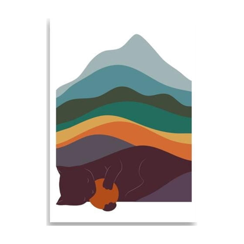 Cat Landscape 8, Art Print Poster Vintage Style Wall Decor Physical ...