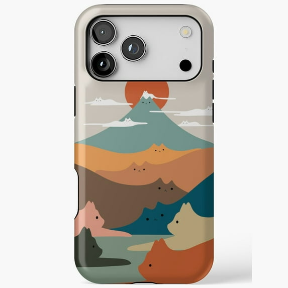 Cat Landscape Art Funny Phone Cover for iPhone 11 12 13 14 15 16 17 Pro ...
