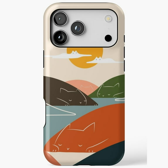 Cat Landscape Art Protective Case for iPhone 11 12 13 14 15 16 17 Pro ...