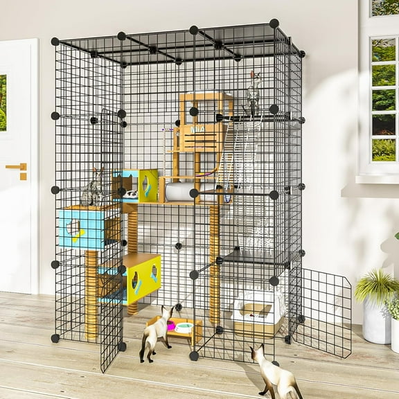Cat Cage 4-Tier DIY Cat Enclosures Catio Cat Playpen Indoor Outdoor ...