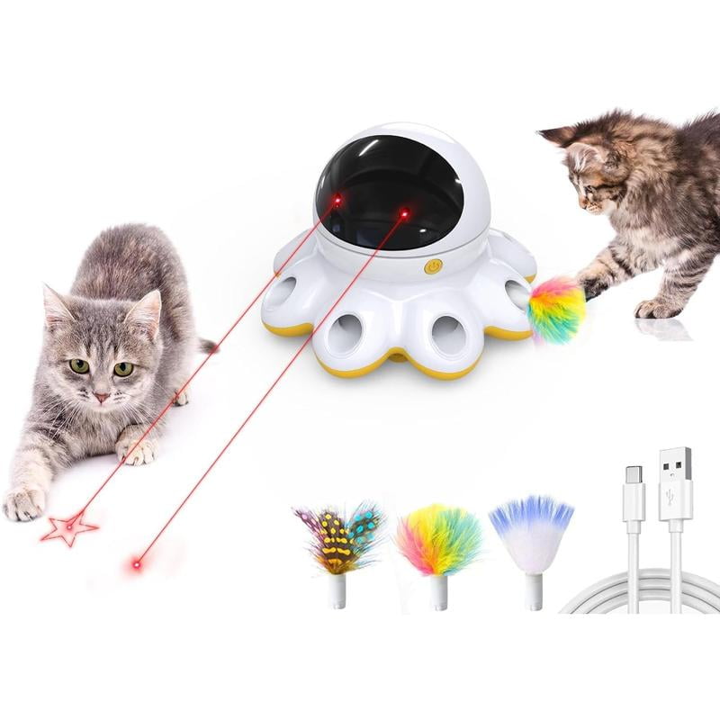 Cat Laser Toy, 2-in-1 Interactive Cat Toys for Indoor Cats, Automatic Laser Pointer Cat Toy, 8 ...