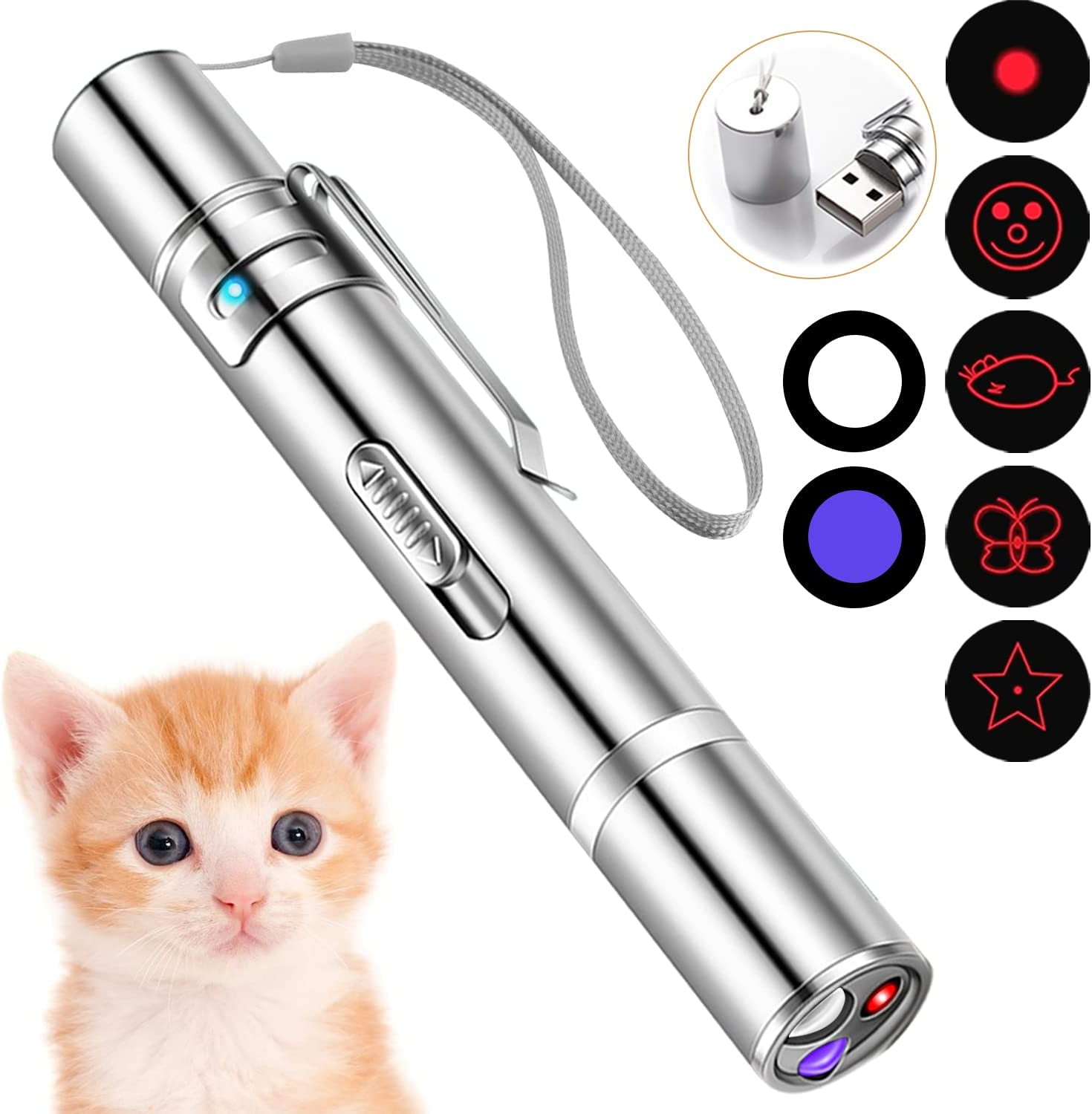 Cat Laser Toy, Laser Pointer Cat Teaser Toy, Interactive Cat Toys for Indoor Cats Dogs Pets to ...
