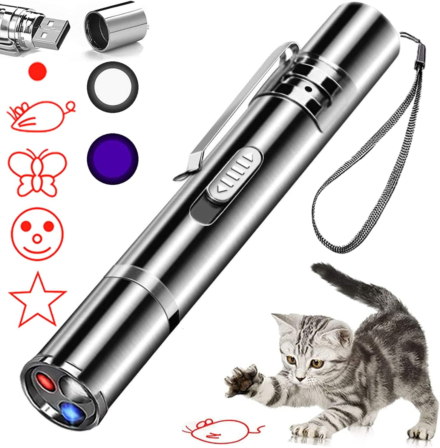 Cat Laser Toy, Red Dot LED Light Pointer Interactive Toys Indoor Cats ...