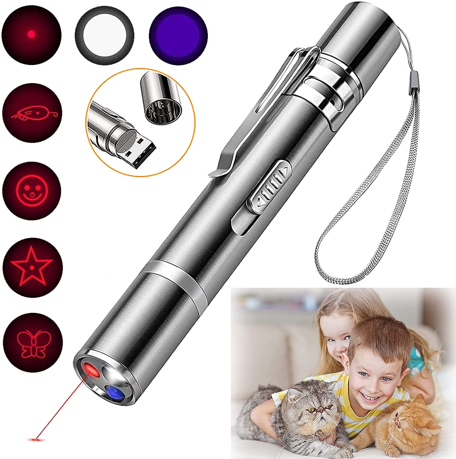 Cat Laser Toy, Red LED Light Pointer Interactive Toys for Indoor Cats ...
