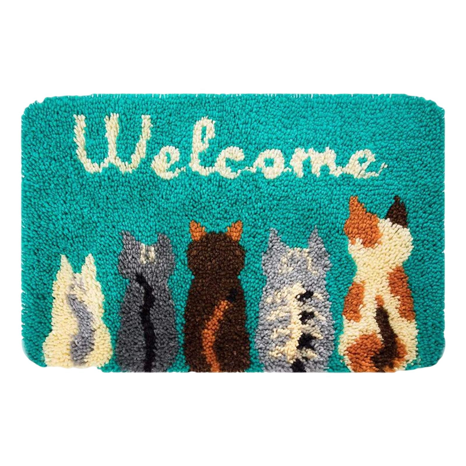 Cat Latch Hook Craft Yarn Crocheting Cat Animal Pattern Carpet Latch ...