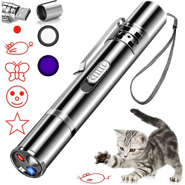 Cat Lazer Toy USB Charge Kitty Lazer Pointer with 3 Modes (Red Light ...