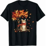 Cat Leaf Fall Tree Hello Autumn Thanksgiving Unisex T-Shirt up to size ...