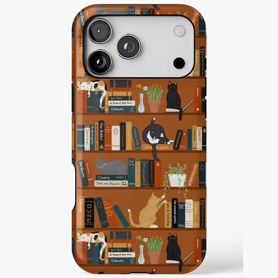 Cat Library Graphic Pattern Orange Color Scheme Phone Case 11 through ...