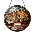 Cat Library Scene Glass Style Window Hanging – Home Decoration ...