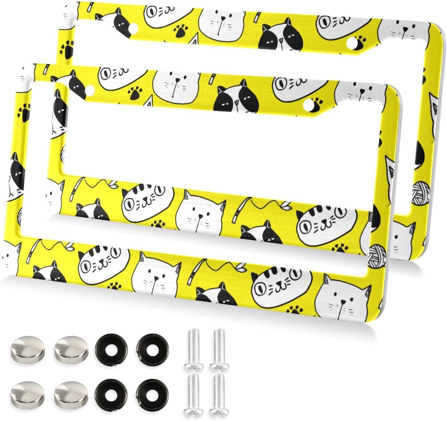 Cat License Plate Frame - 2 Pack Universal Stainless Steel License ...