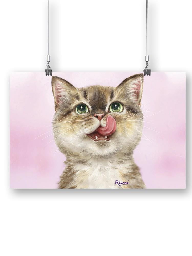 Cat Licking Face Poster - Kayomi Harai Designs, - Walmart.com