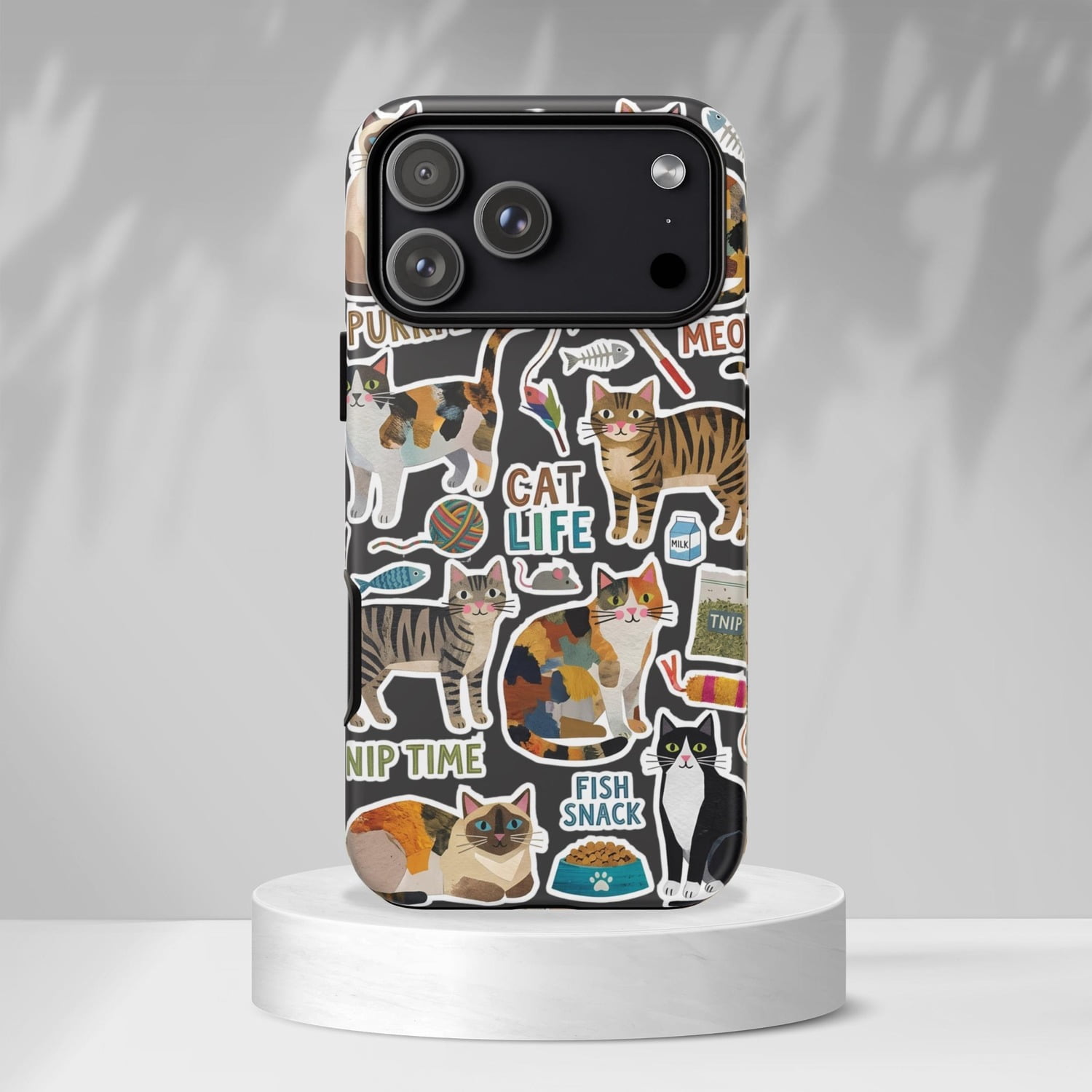 Cat Life Sticker Collage Tough Case for Apple iPhone, Black Orange and ...