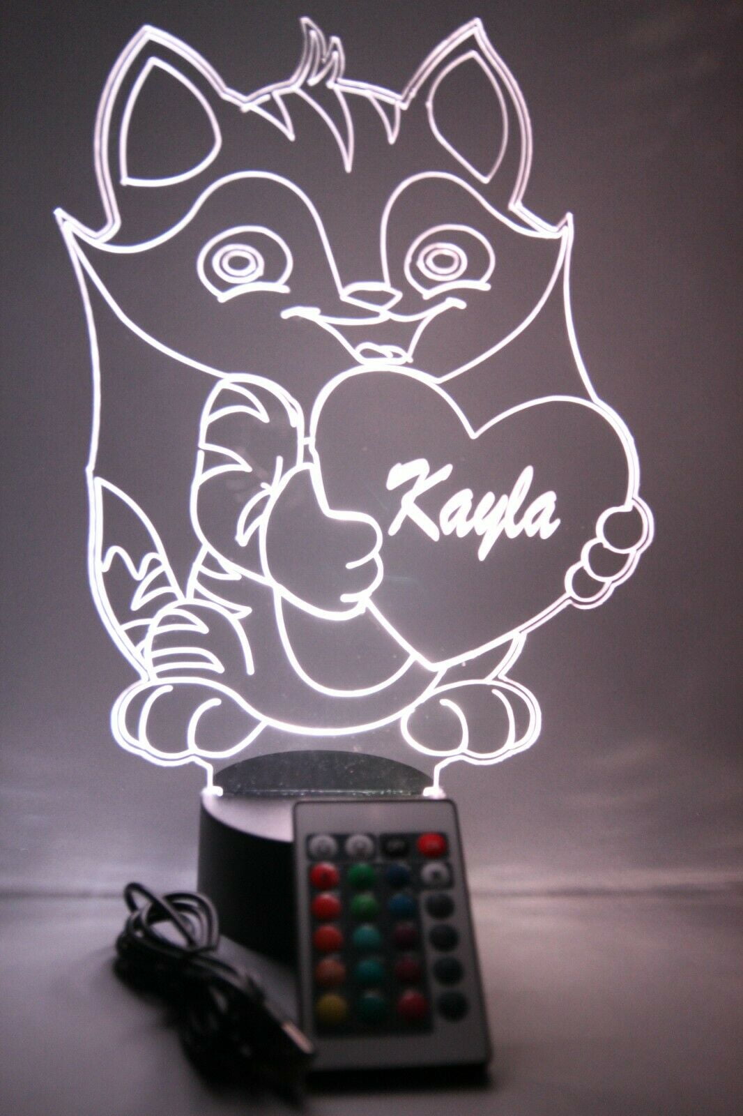 Cat Light Up Lamp LED Personalized Clever Kitty with Heart Night Light ...