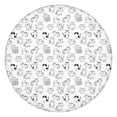 Cat Line Art White Pattern Round Elastic Tablecloth, 36-44 Inch ...