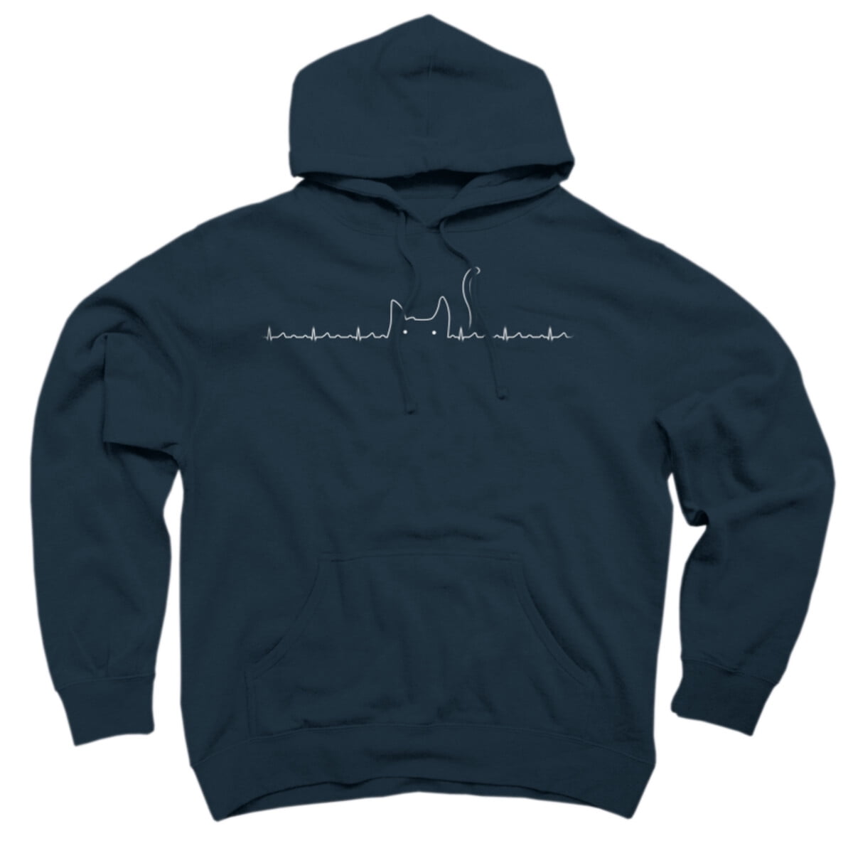 Cat Line Heartline Navy Blue Graphic Pullover Hoodie - Design By Humans ...