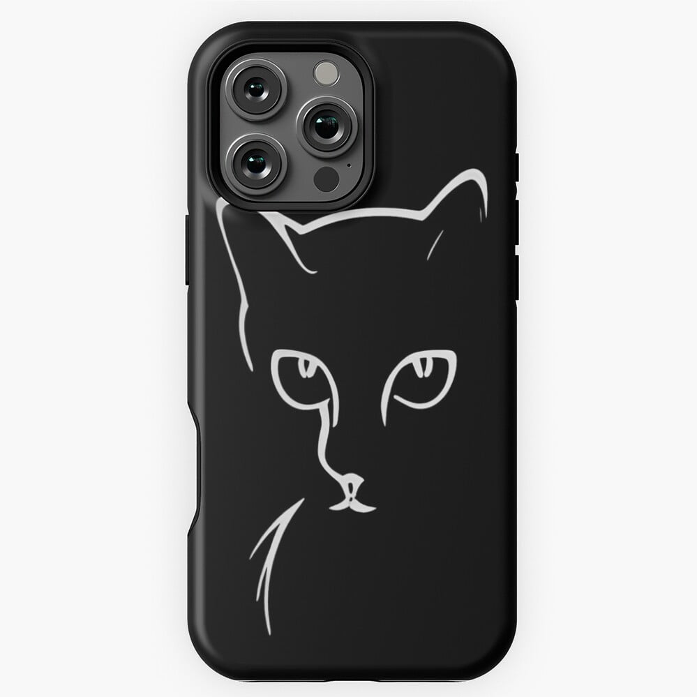 Cat Lines Minimalist Pet Art Goth Phone Case for iPhone 16 15 14 13 12 ...
