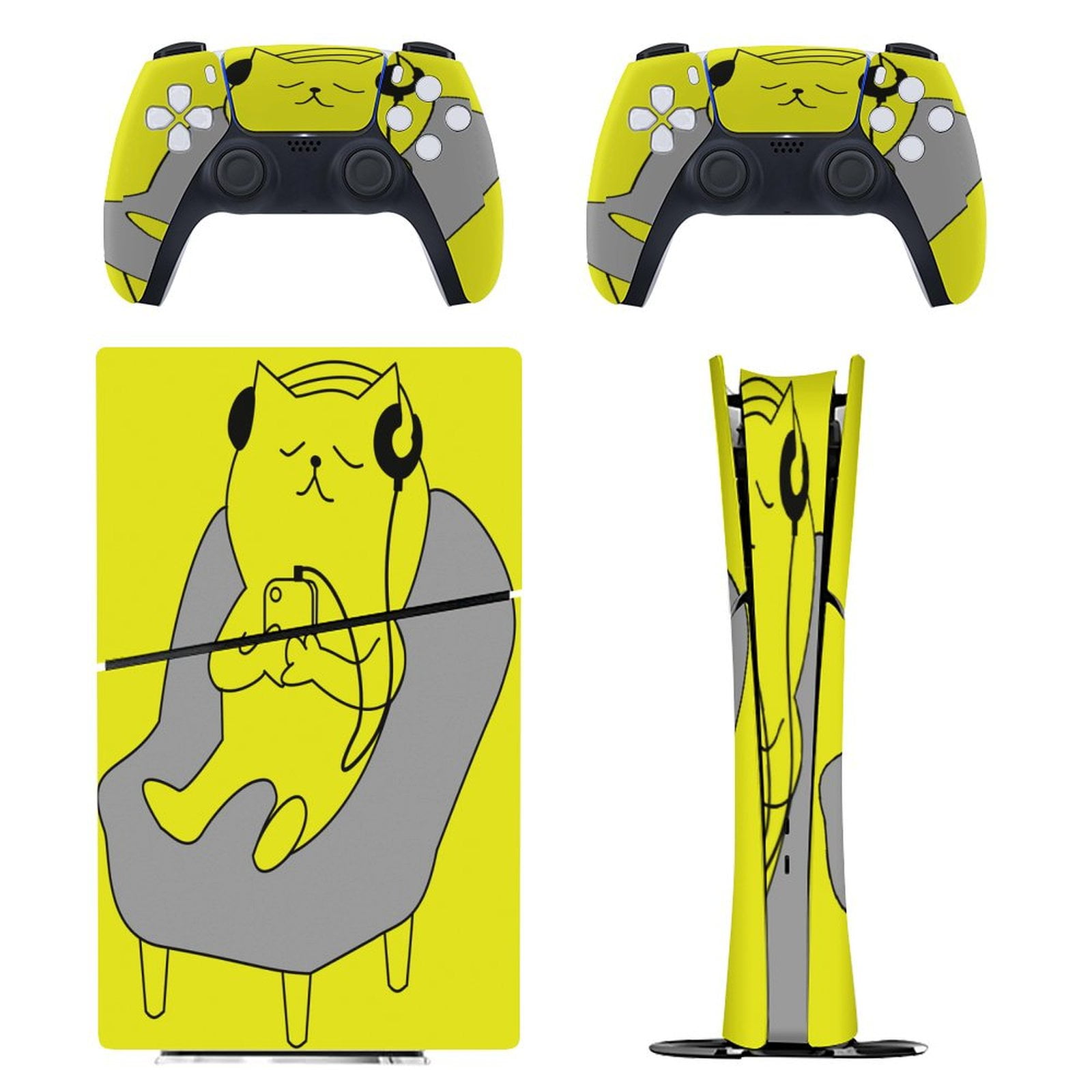 Cat Listening to Music, Black And White, Relax PS5/PS5 Slim Digital ...