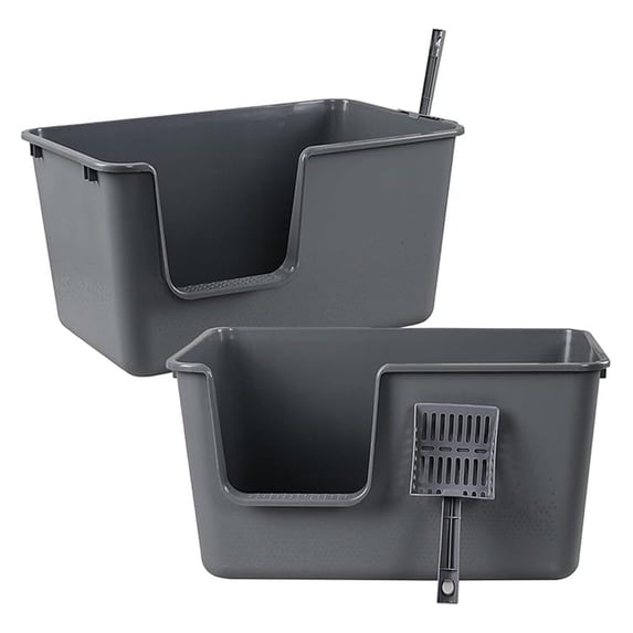 Cat Litter Box 2-Pack, High Sided Open Top Litter Boxes for Cats ...